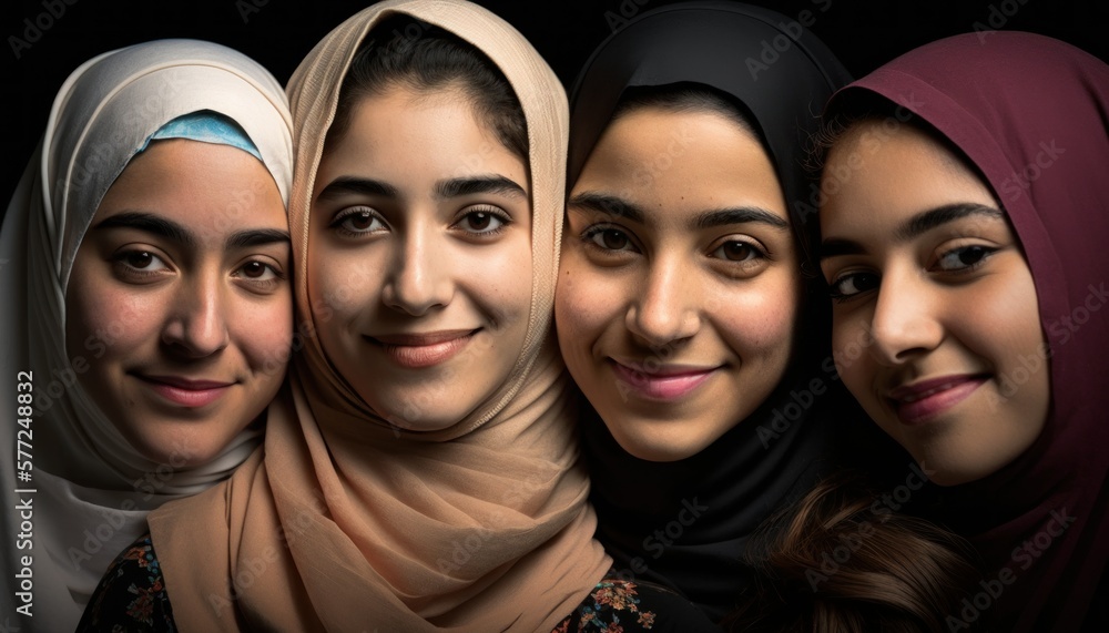 Group of Diverse and Empowered Middle Eastern Youth Female High School ...