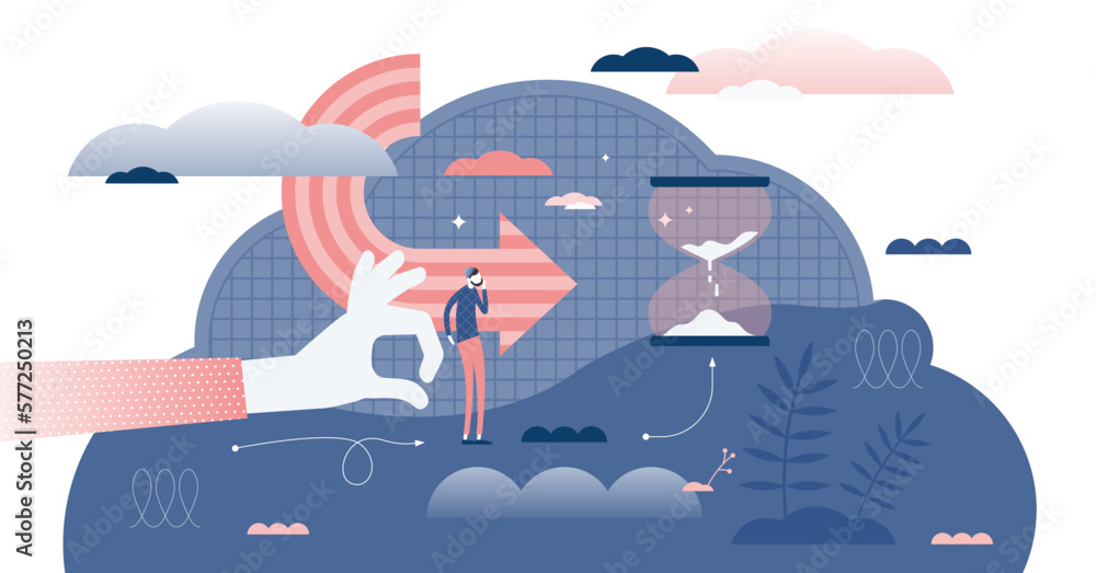 Motivational push concept, flat tiny person illustration, transparent ...