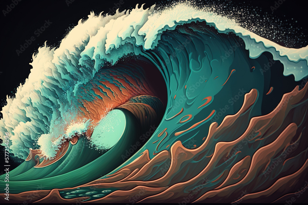 On the north shore of Oahu, Hawaii, a perfect big breaking ocean barrel ...