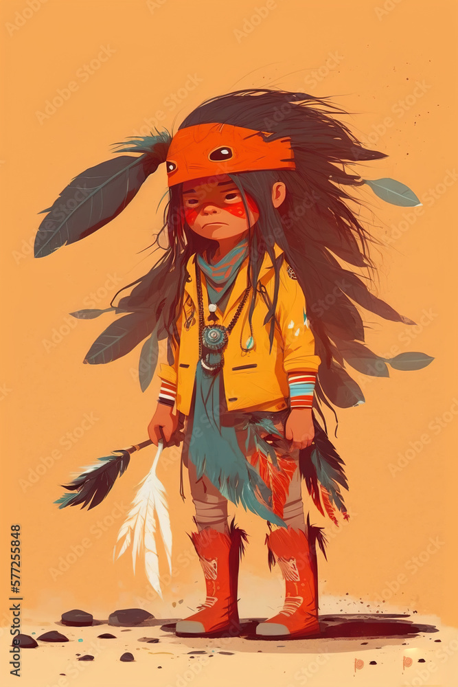 tribe kid concept art illustration generative ai Stock Illustration ...