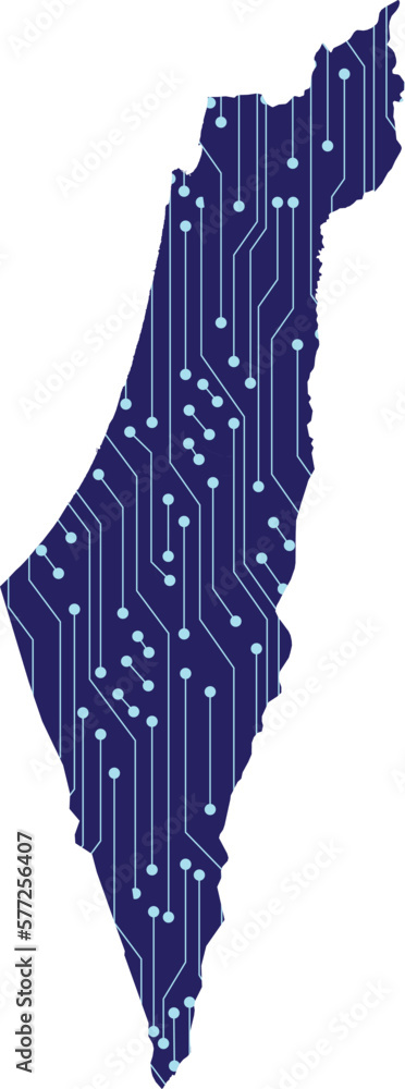 Map of Israel, network line,dot and structure on dark background with ...