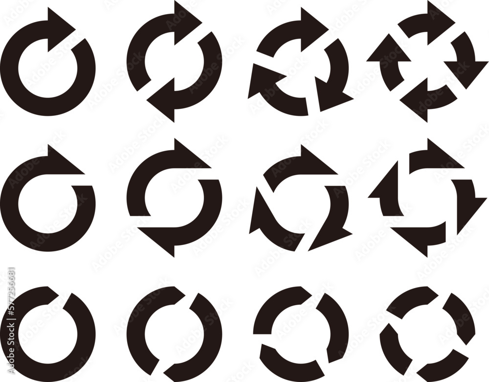 黒い回転矢印のセット Stock Vector | Adobe Stock