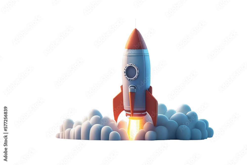 3D rocket in space Business startup and business growth concept ...