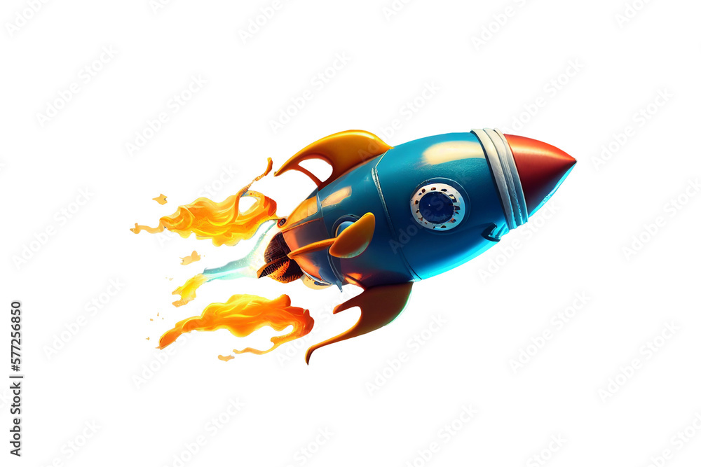 3D rocket in space Business startup and business growth concept ...