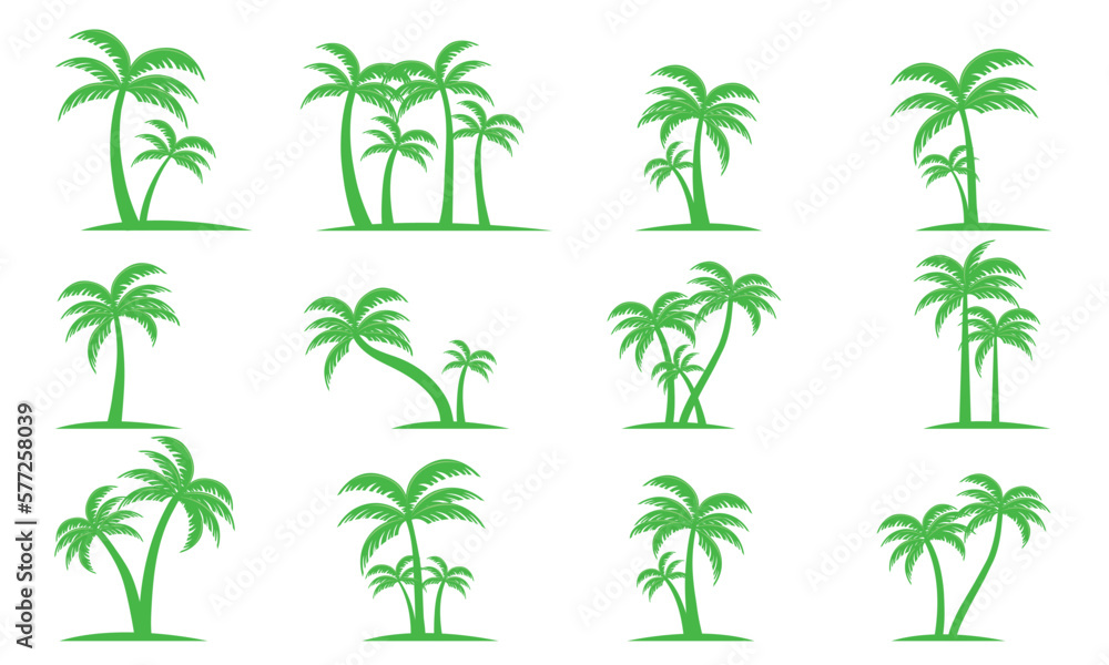 plam trees isolated on white background Beautiful Vector palm tree set ...
