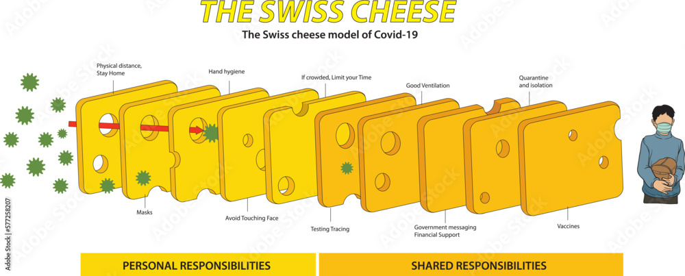 The Swiss Cheese Model of Covid-19 Pandemic infographic Stock Vector ...