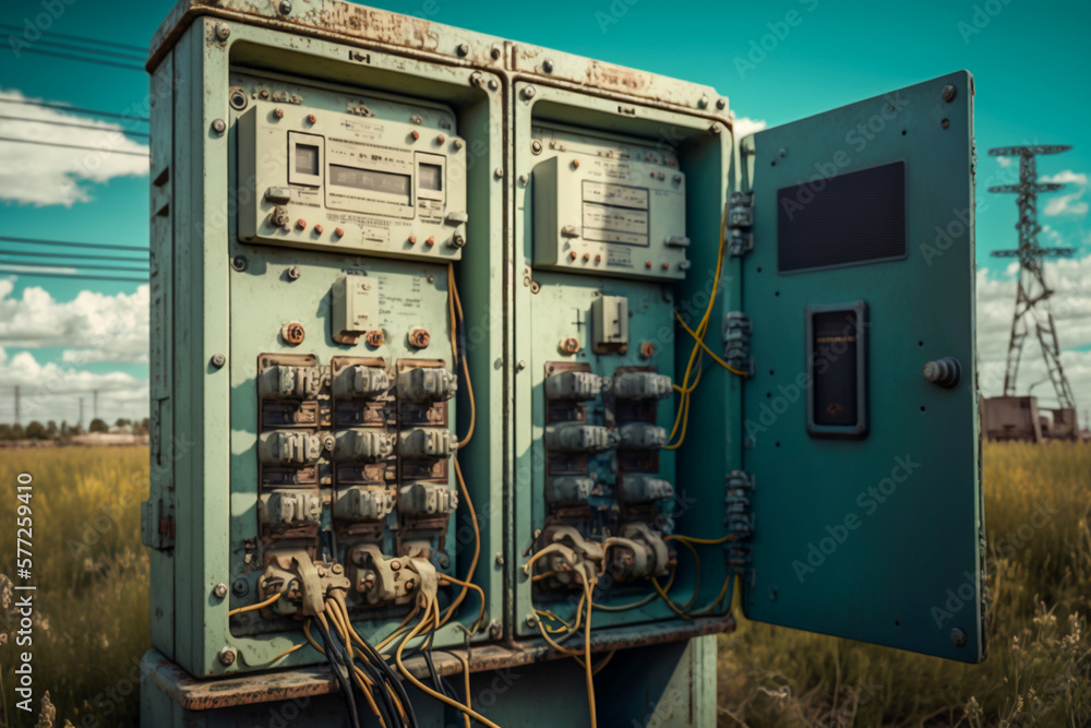 Electrical fuse box. Power electric line in electrical cabinet control ...