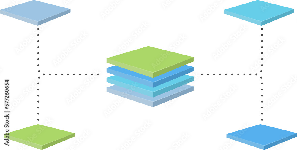 Flowchart with 4 elements with 3D squares, process diagram with 4 steps ...