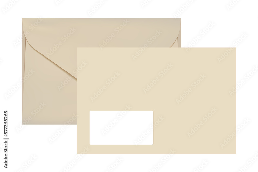 Front and back manila envelope with place for address isolated on white ...
