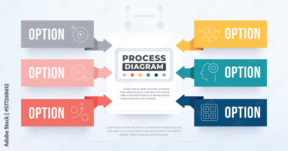 6 Process diagram infographic template point to center. Stock Vector ... 6 Process diagram infographic template point to center. Stock Vector ...