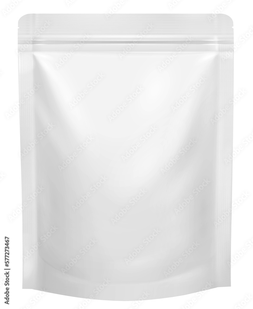Blank stand up pouch foil or Plastic packaging with zipper isolated ...