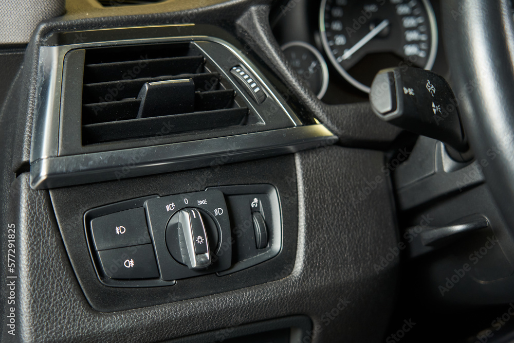 car ventilation system deflector in the car front panel, car light and ...