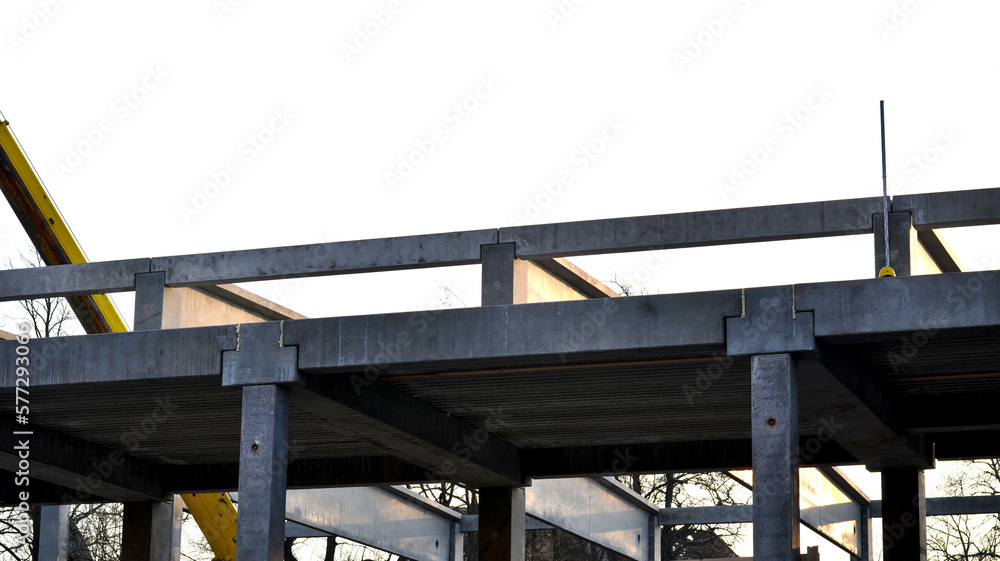 construction of concrete structure of industrial hall of warehouse. the ...