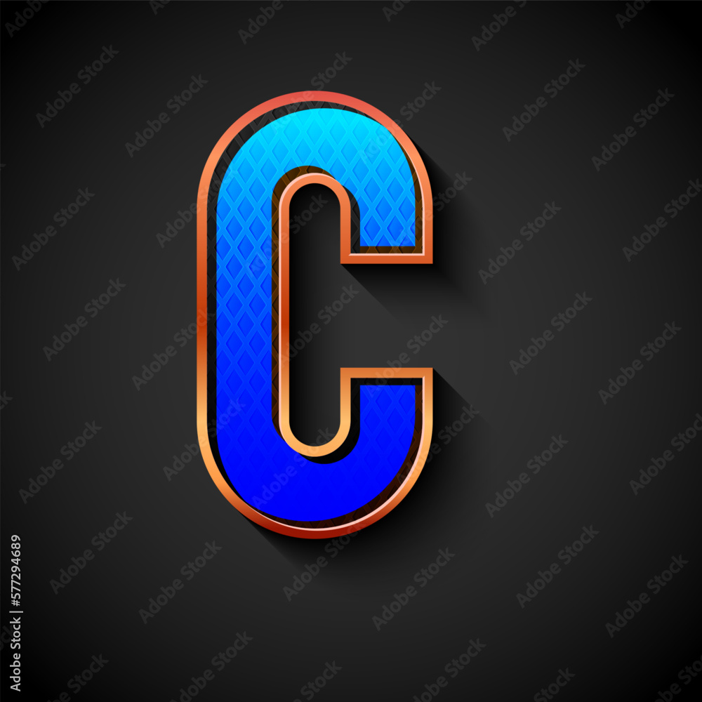 3d Golden font with gold contour, trendy metal alphabet, modern letter ...