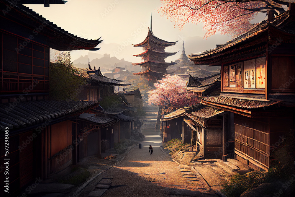 Breathtaking ancient city landscape of Japan, Japan in imagination ...