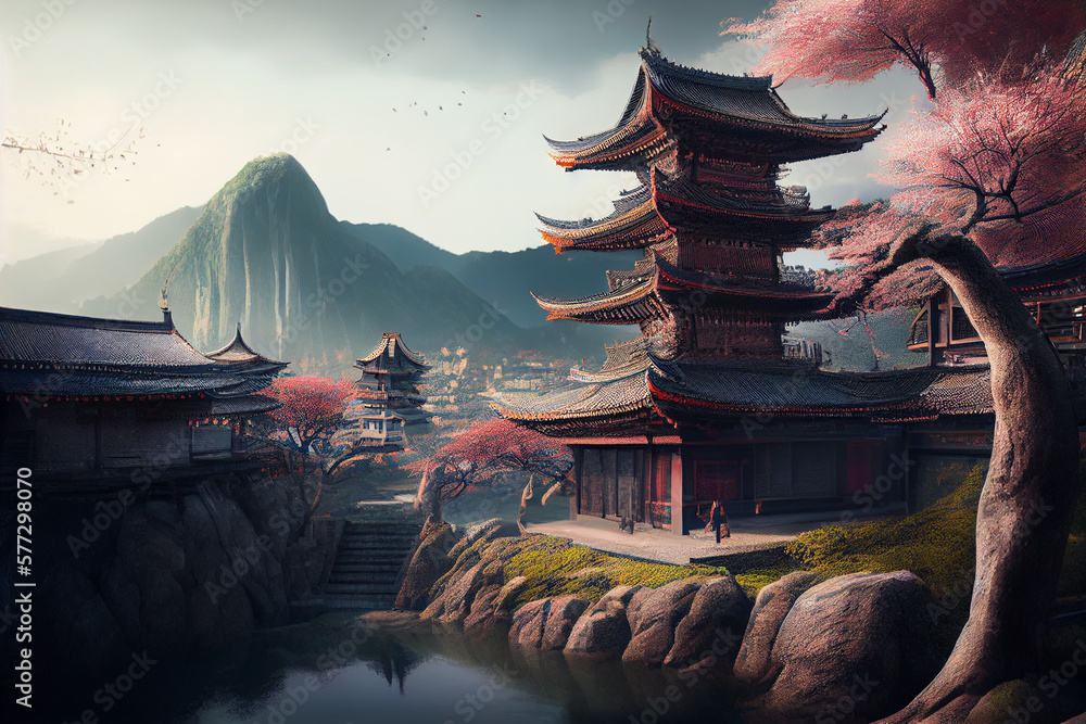 Breathtaking ancient city landscape of Japan, Japan in imagination ...