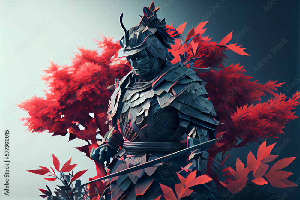 Beautiful abstract geometric samurai background. Generative AI ...