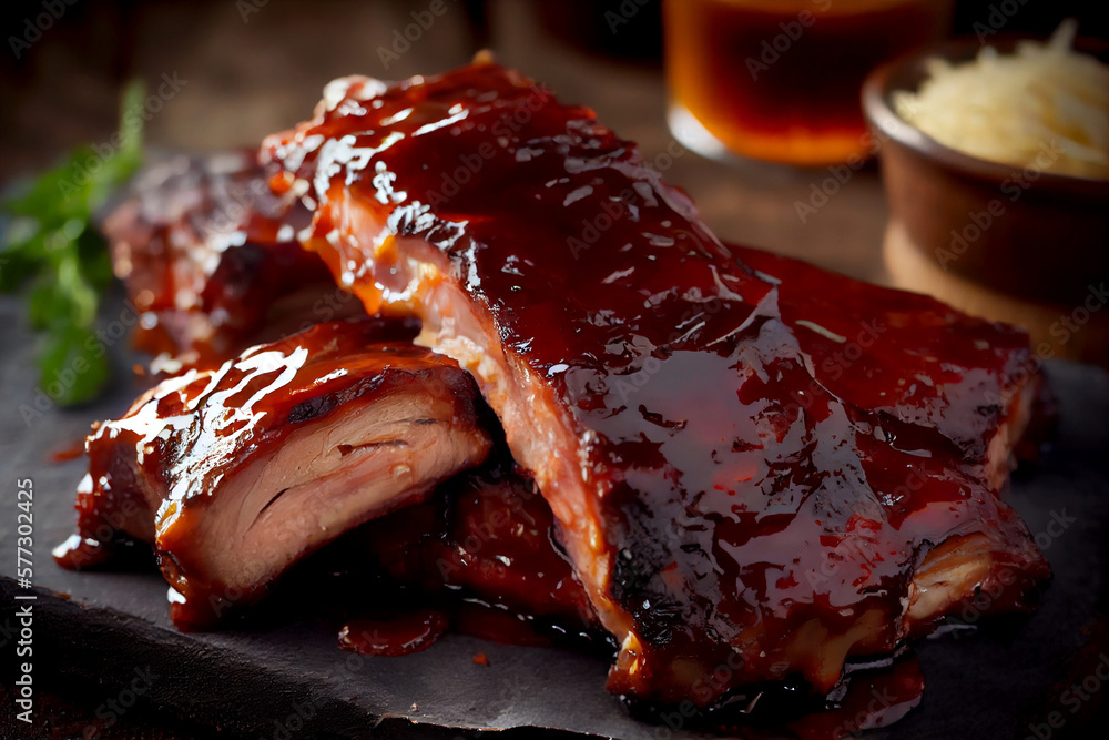 grilled pork ribs BBQ ribs AI-generated art, Generative AI ...