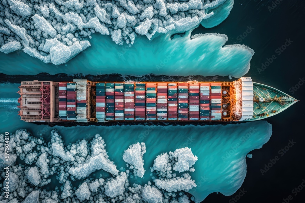 Frozen Ocean Freight Logistics - Container Ship Transporting Cargo Amid ...