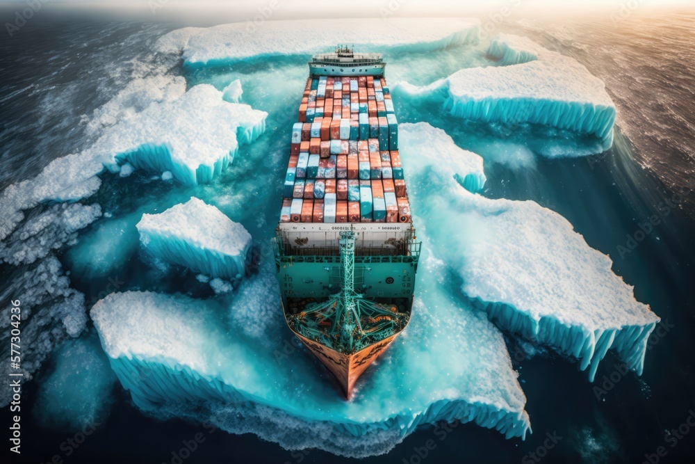 Frozen Ocean Freight Logistics - Container Ship Transporting Cargo Amid ...