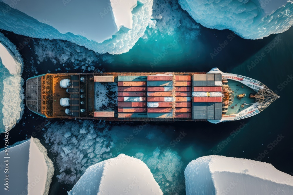 Frozen Ocean Freight Logistics - Container Ship Transporting Cargo Amid ...