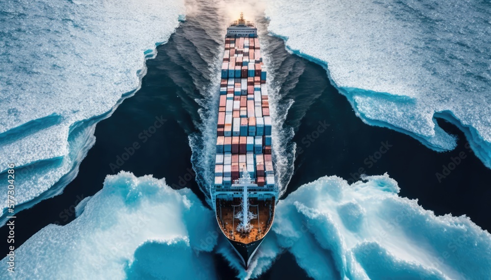 Frozen Ocean Freight Logistics - Container Ship Transporting Cargo Amid ...