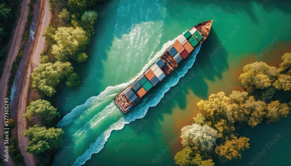 Navigating Narrow Waterways: Container Ship Transporting Cargo with ...
