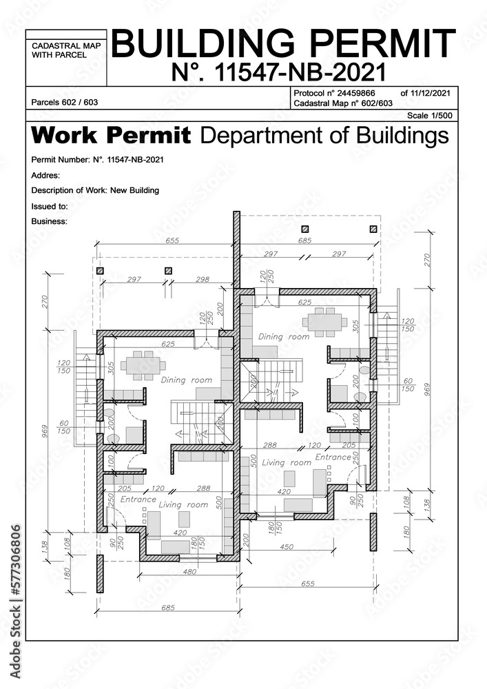 Poster Imaginary Building Permit - concept illustration with ...