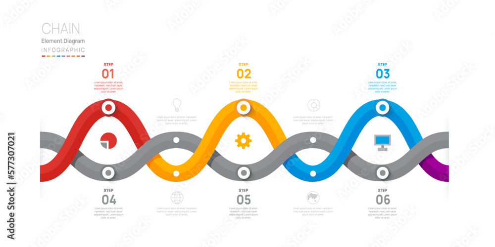 Vecteur Stock Infographic Chain template for business. 10steps modern ...