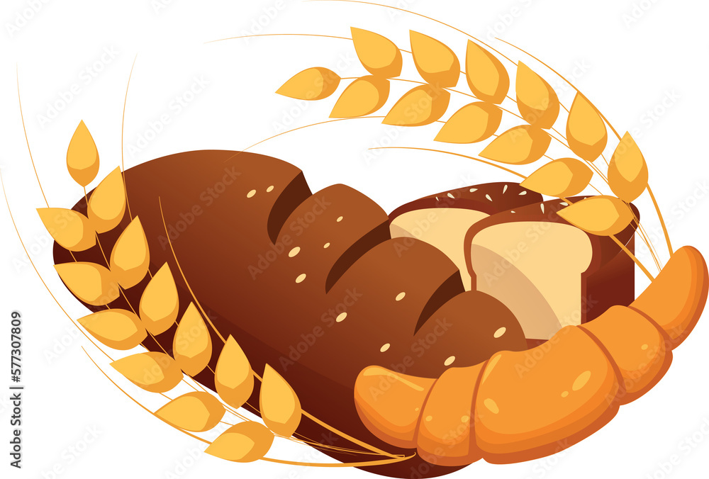 bread and wheat icon. wheat food symbol on transparent background ...