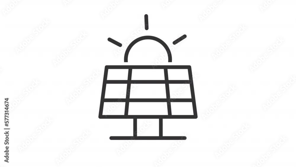Animated solar panel linear icon. Alternative source of electricity ...