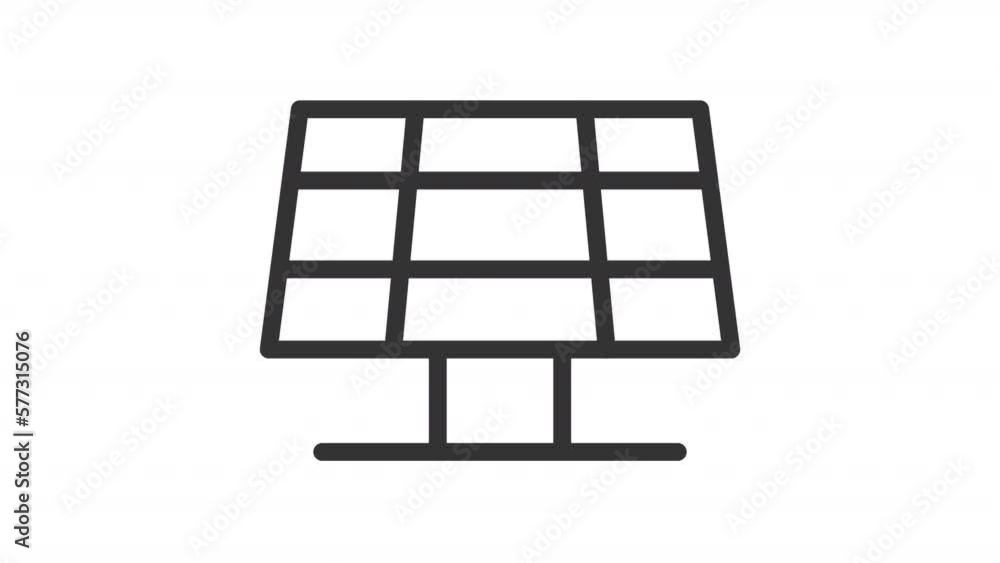 Animated photovoltaic linear icon. Alternative source of energy. Solar ...