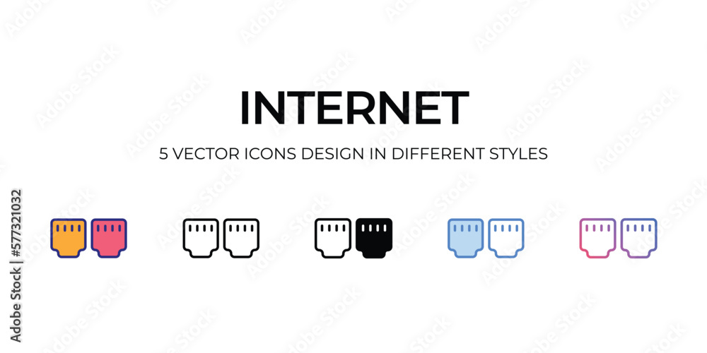 internet Icon Design in Five style with Editable Stroke. Line, Solid ...