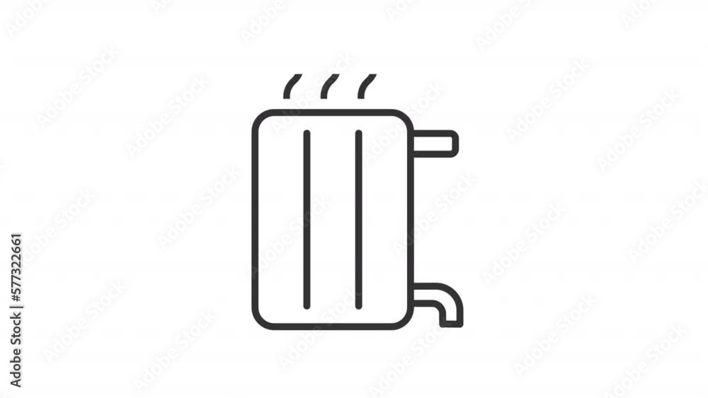 Animated radiator linear icon. Heating system for home. Temperature ...