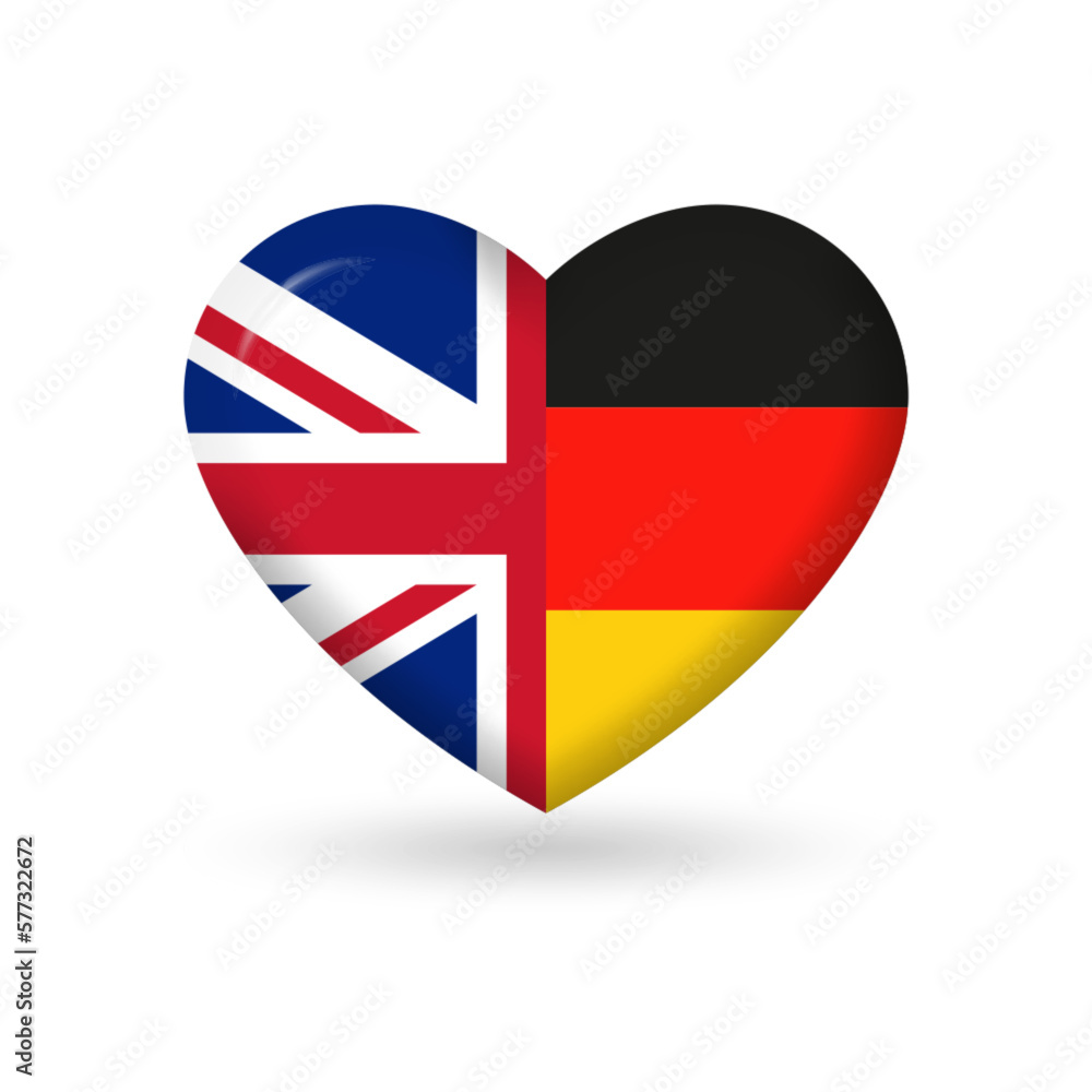 UK and Germany circle flags. 3d icon. Round British and German national ...