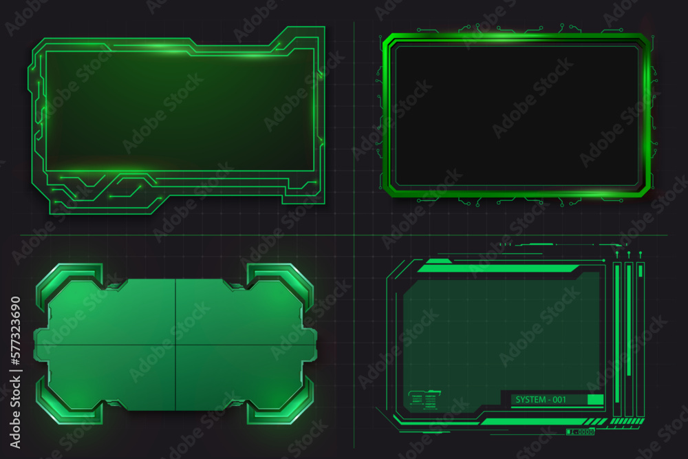 Set of modern frames, callouts for user menu interface elements in futuristic style. Game ...