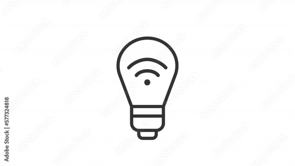 Animated smart bulb linear icon. Remote-controlled lighting device ...