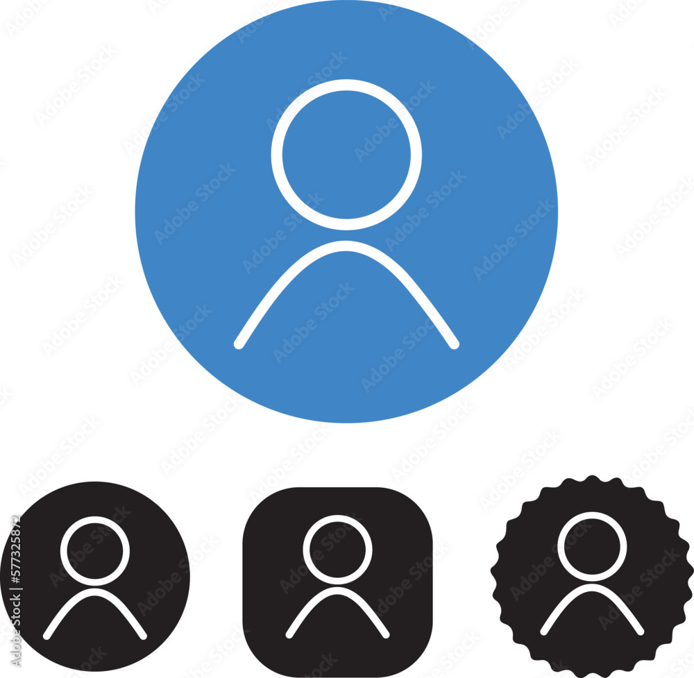 User icon. Human person symbol. Avatar login sign. Blue circle button ...