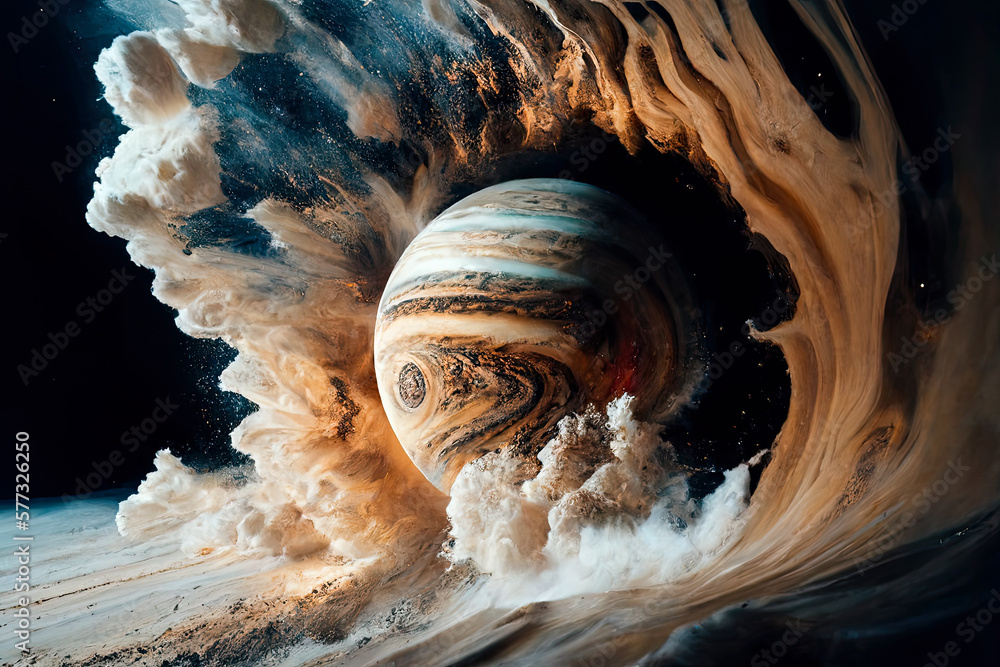 Space apocalypse. Planet explosion, storm, armageddon, space mission ...