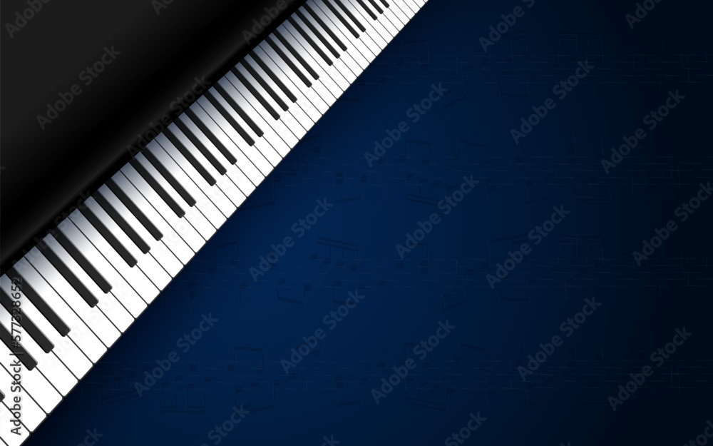 Musical background with realistic piano keyboard. Piano keys in ...