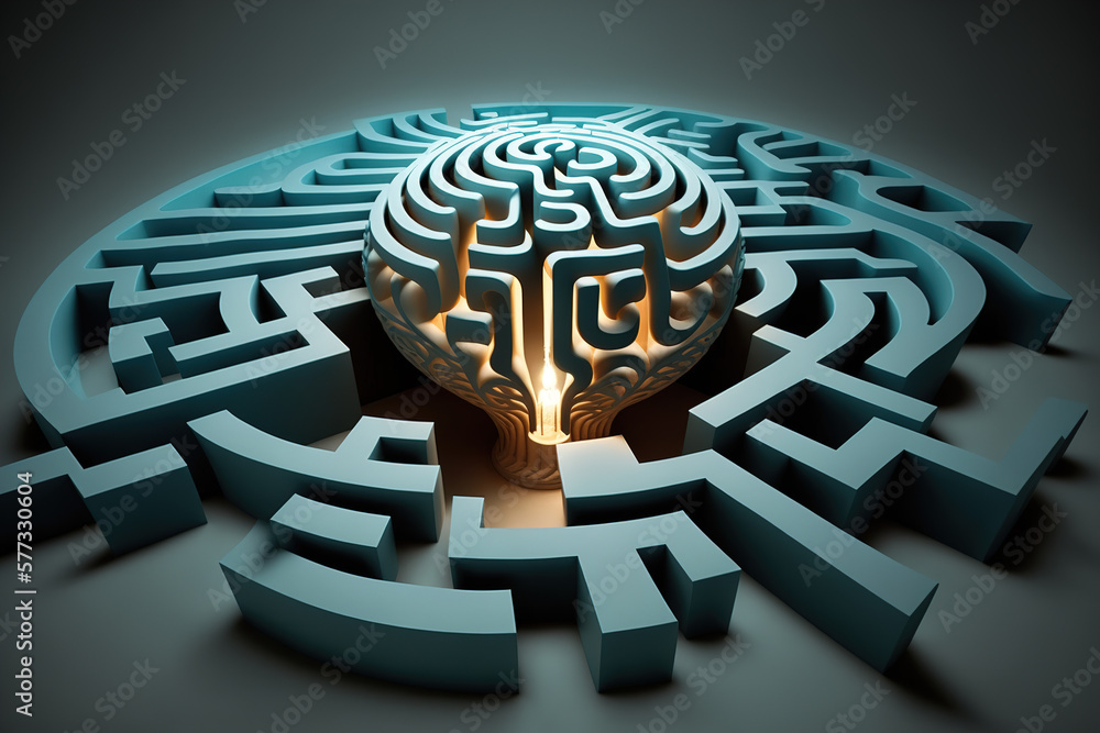 Concept idea of brain maze inspiration success thinking and creativity ...