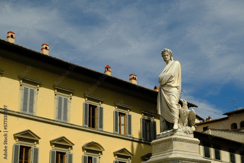 Dante . Dante Alighieri in Florence.Statue of Dante in Piazza Santa ...