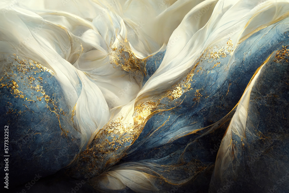 Blue and gold marble background. Fluid art modern wallpaper. AI Stock ...