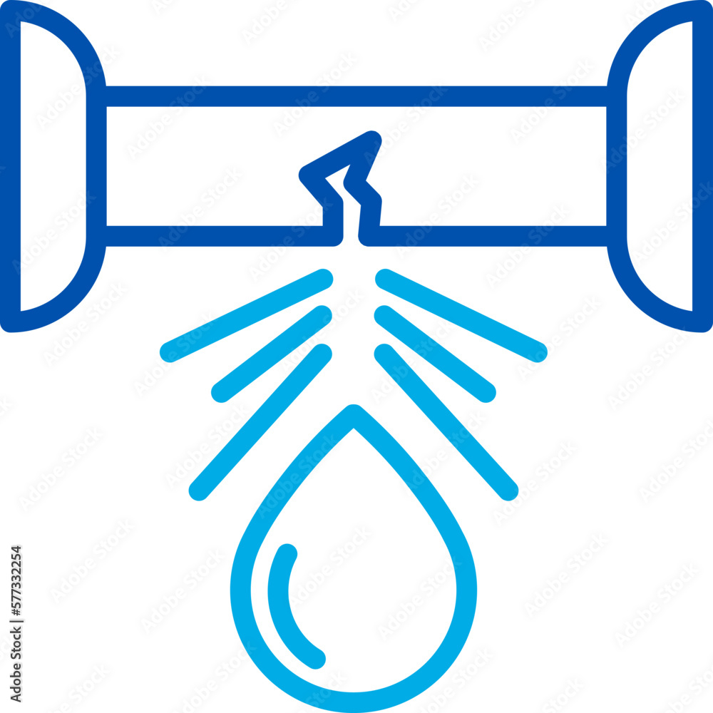 Water leak from pipe thin line icon. Modern vector illustration of ...