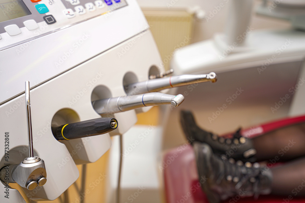 special instruments of the dentist for examination and treatment of ...