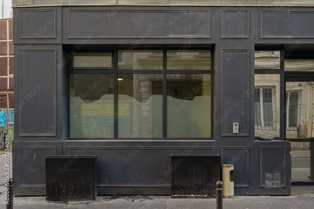 typical old vintage boutique mockup, storefront template , european ...