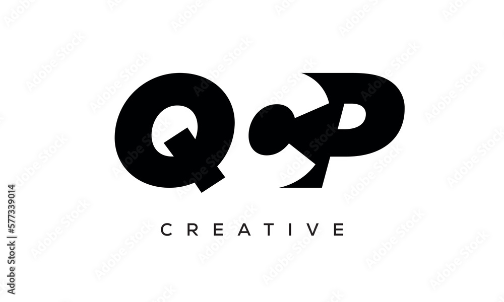 QCP letters negative space logo design. creative typography monogram ...