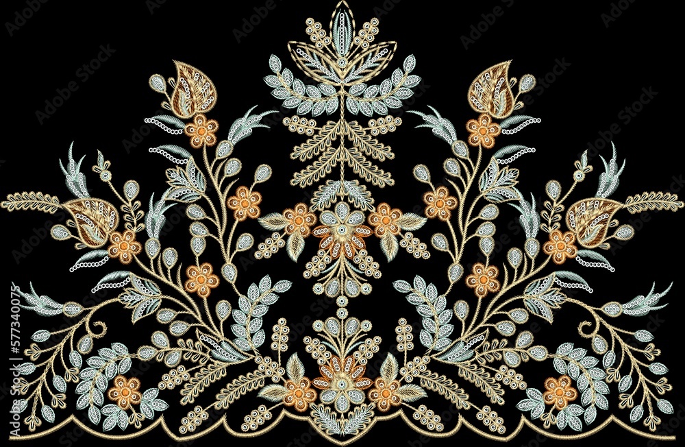 Geometrical embroidery lace border design, Decorative embroidery ...