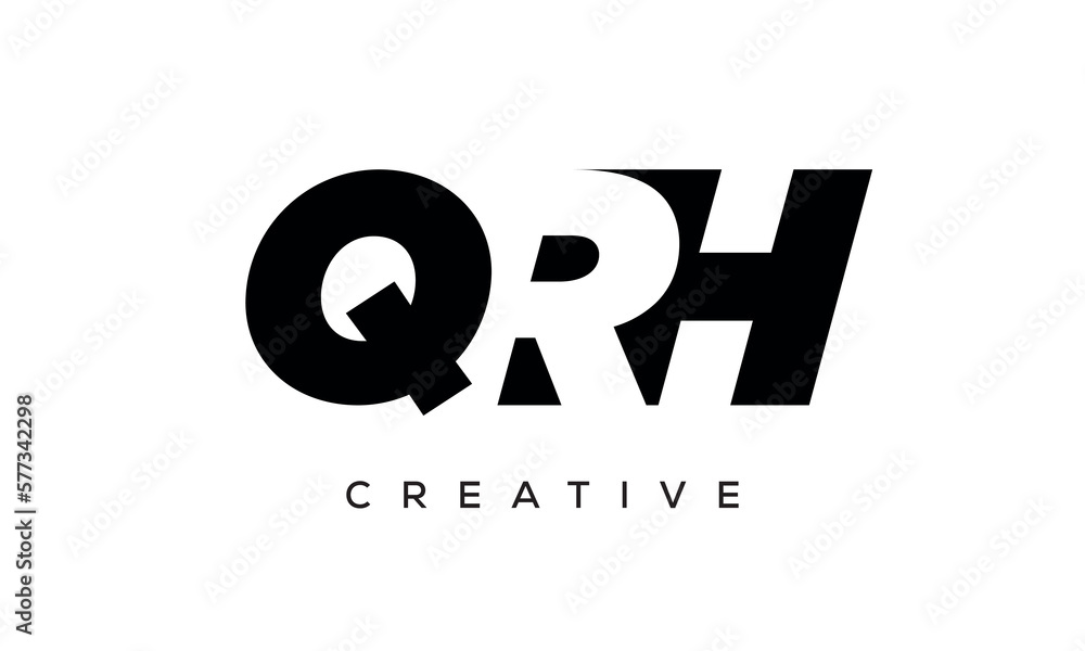 QRH letters negative space logo design. creative typography monogram ...