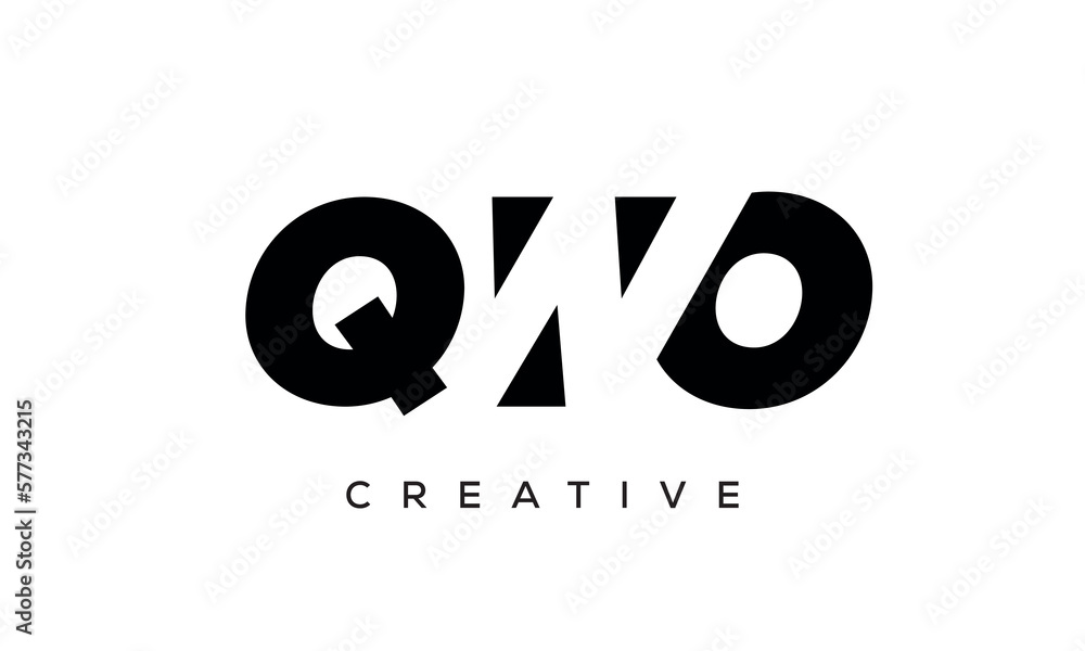 QWO letters negative space logo design. creative typography monogram ...